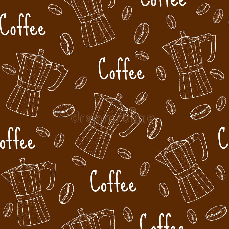 Coffee Seamless Pattern with Coffee Maker. Cafe Background, Texture ...