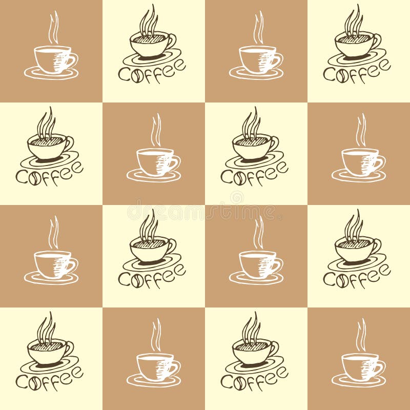 Coffee Seamless Pattern stock vector. Illustration of cartoon - 87461195