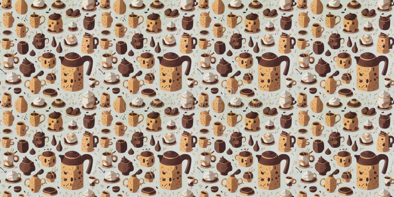 Coffee Seamless Patterns Repeating Patterns Design 2D Art White ...