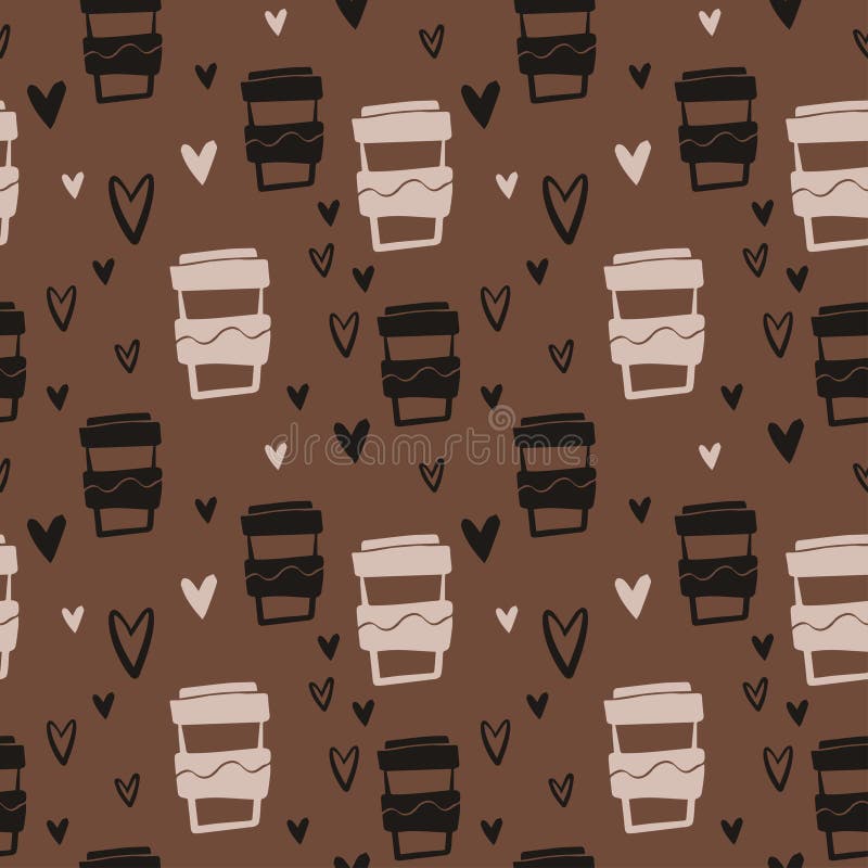 Coffee Seamless Vector Pattern in a Cute Style for Backgrounds ...