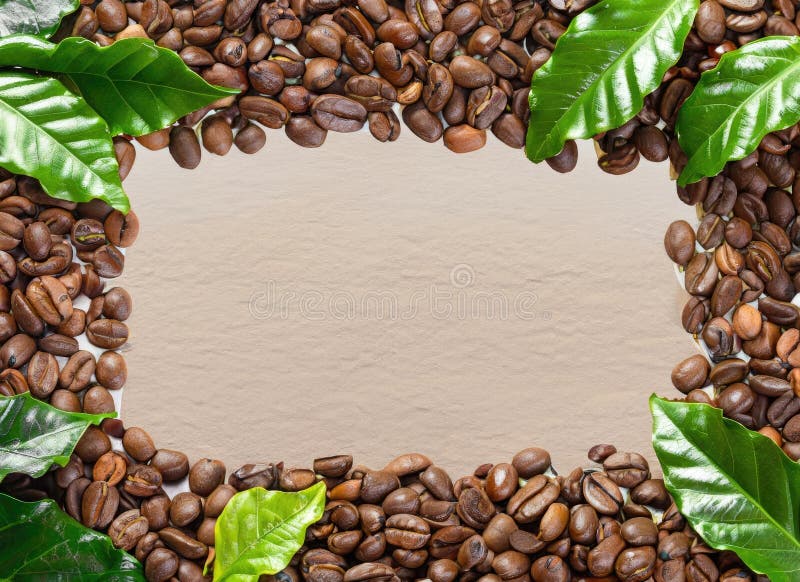 Coffee Seed and Coffee Leaf Frame with Floor Copy Space Background AI ...