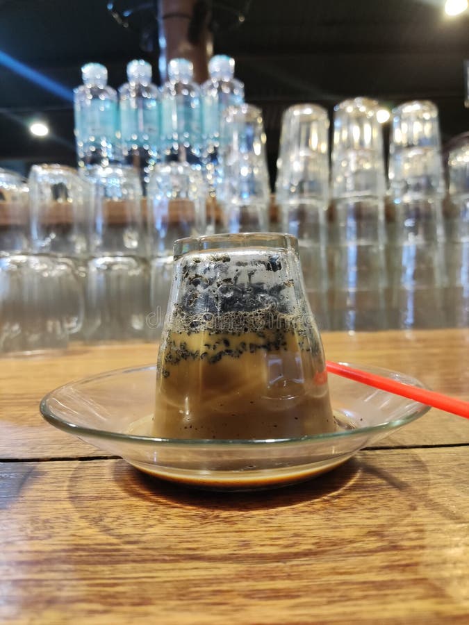 Coffee Served in an Upside Down Glass Stock Image - Image of cocktail ...