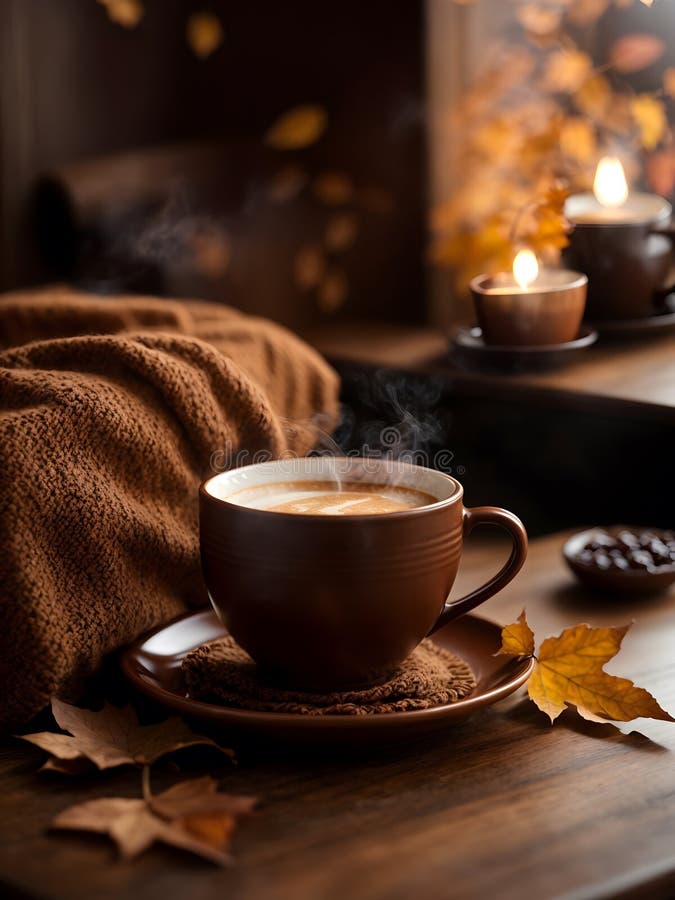 A Coffee Set with Autumn Vibe Stock Illustration - Illustration of ...