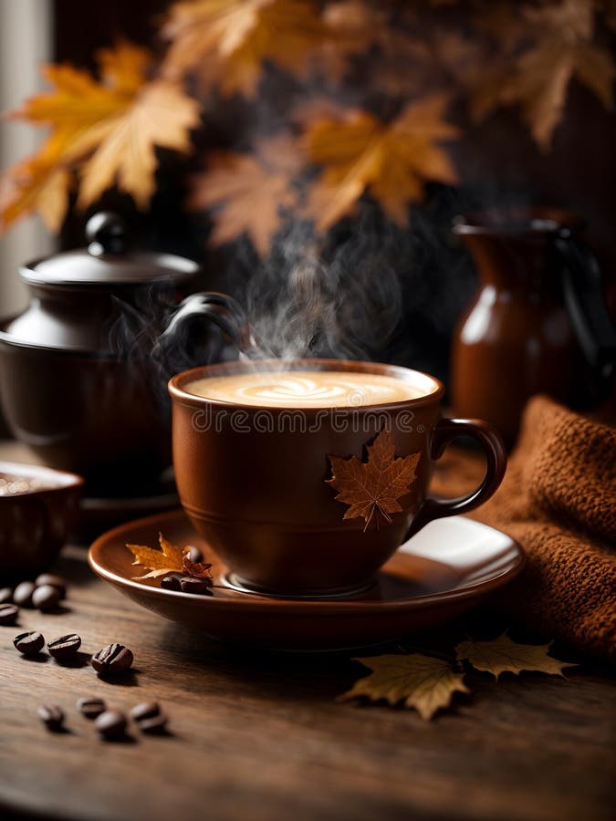 A Coffee Set with Autumn Vibe Stock Illustration - Illustration of fall ...
