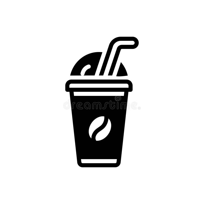 Black Solid Icon for Coffee Shake, Coffee and Beverage Stock Image ...