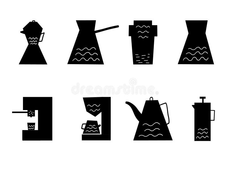 Coffee Shapes Machines for Making Morning Coffee Stock Vector ...