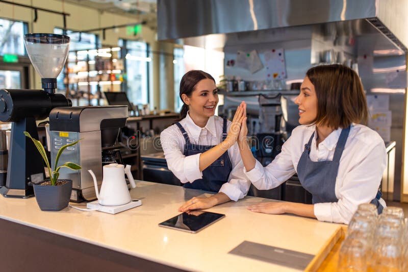Coffee Shop Assistants Feeling Good at Their Working Place Stock Image ...