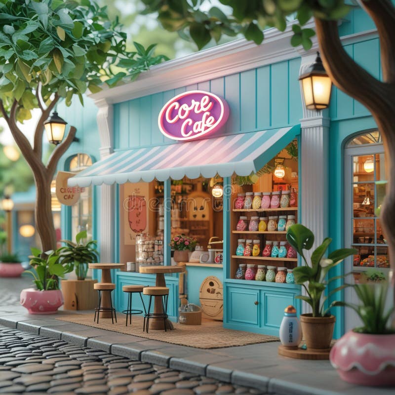 Coffee Shop Bakery Cake Shop Animation Shop House Building Cafe Stock ...