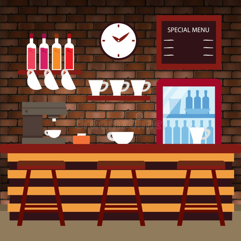 Coffee Shop, Bar, Pub stock vector. Illustration of design - 68555697