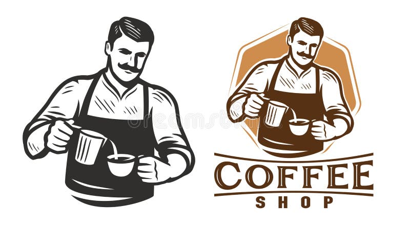 The Barista Logo Design in Hand Drawn Stylelustration Stock Vector ...