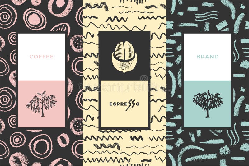 Coffee Shop Logo Design with Abstract Seamless Pattern, Stock ...