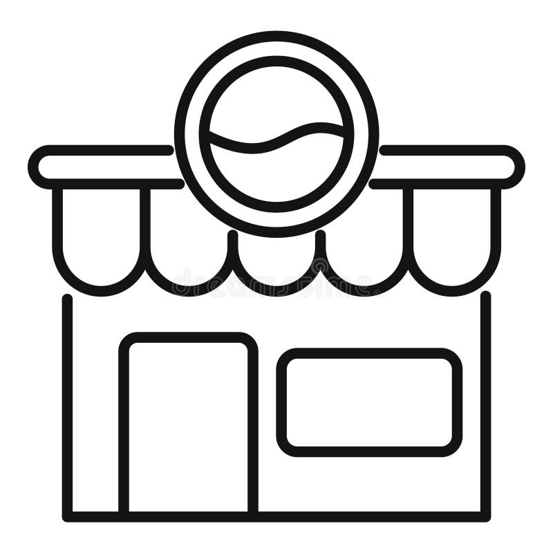 Coffee Shop Building Facade with Canopy Icon Stock Vector ...