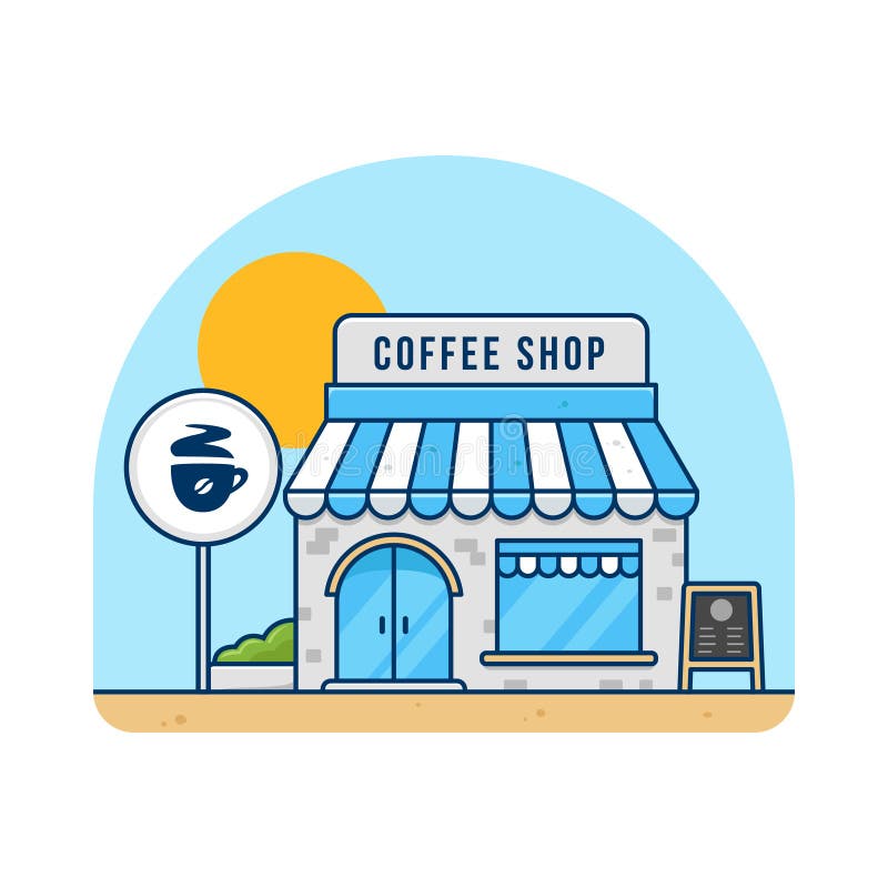 Coffee Shop Cafe Building in Day Time Vector Flat Illustration Stock ...