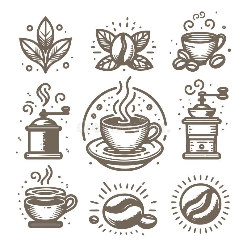 Coffee Shop and Cafe Logo Design 6 Stock Vector - Illustration of ...