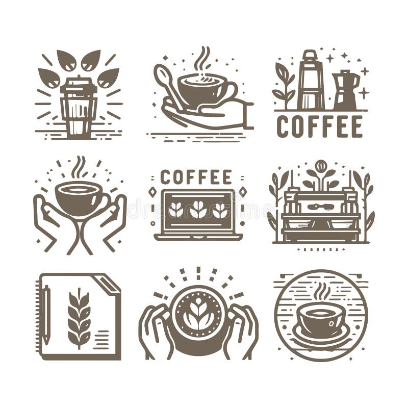 Coffee Shop and Cafe Logo Design 4 Stock Vector - Illustration of sign ...