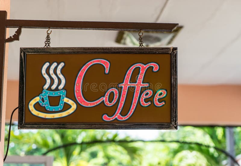 Coffee Shop Cafe signage stock photo. Image of shop, retro - 74596082