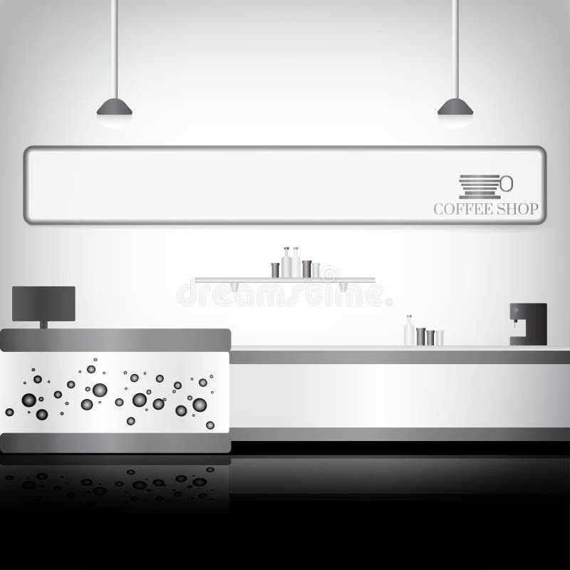 Coffee Shop in Color Tone Dark Grey. Stock Vector - Illustration of ...