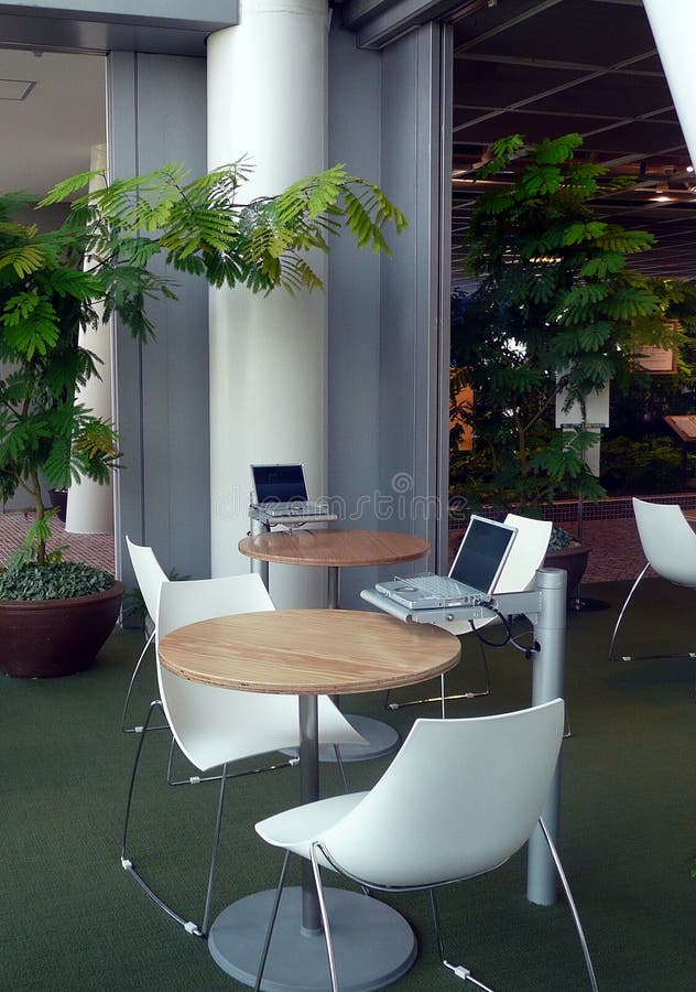 Coffee shop computers stock photo. Image of wood, chairs - 51260016
