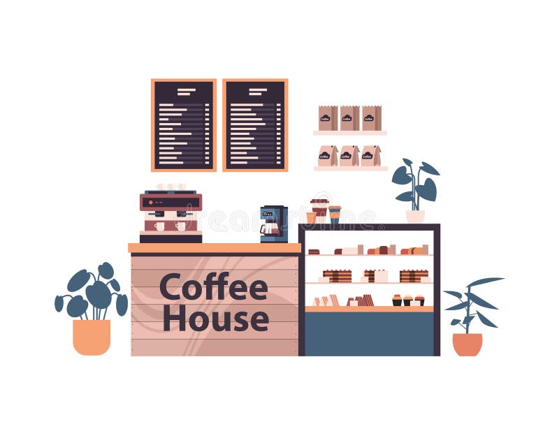 Coffee Shop Counter Modern Coffee House Interior Stock Vector ...