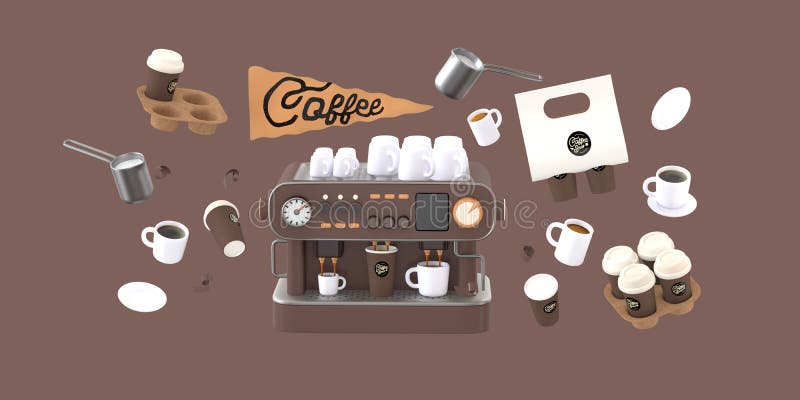Coffee Shop 3D Illustartion Stock Illustration - Illustration of ...