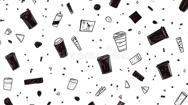 Coffee Shop Doodle Pattern stock illustration. Illustration of ...