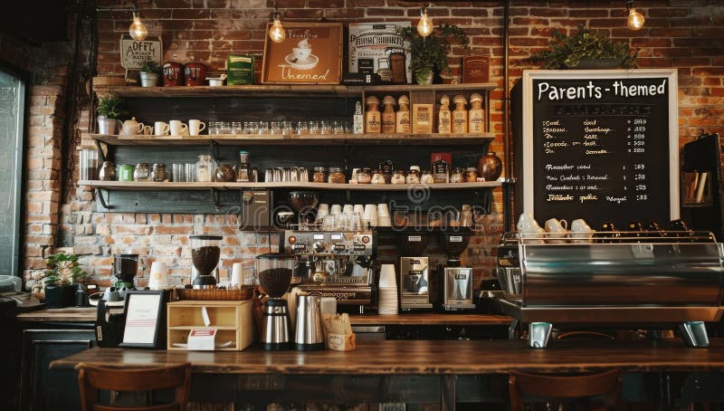 This Coffee Shop Features a Distinctive Brick Wall and a Lengthy ...