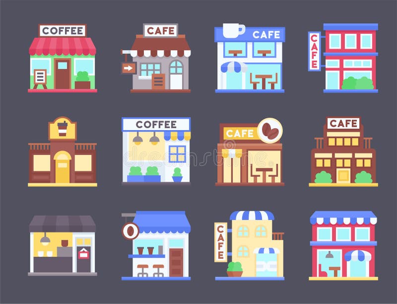 Coffee Shop Flat Icon Set 5, Vector Illustration Stock Vector ...