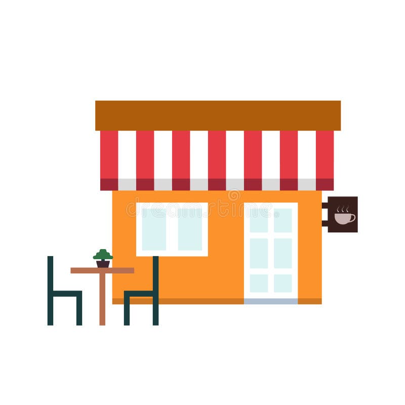 Coffee Shop Flat Vector Illustration. Simple Cafe Building Stock Vector ...