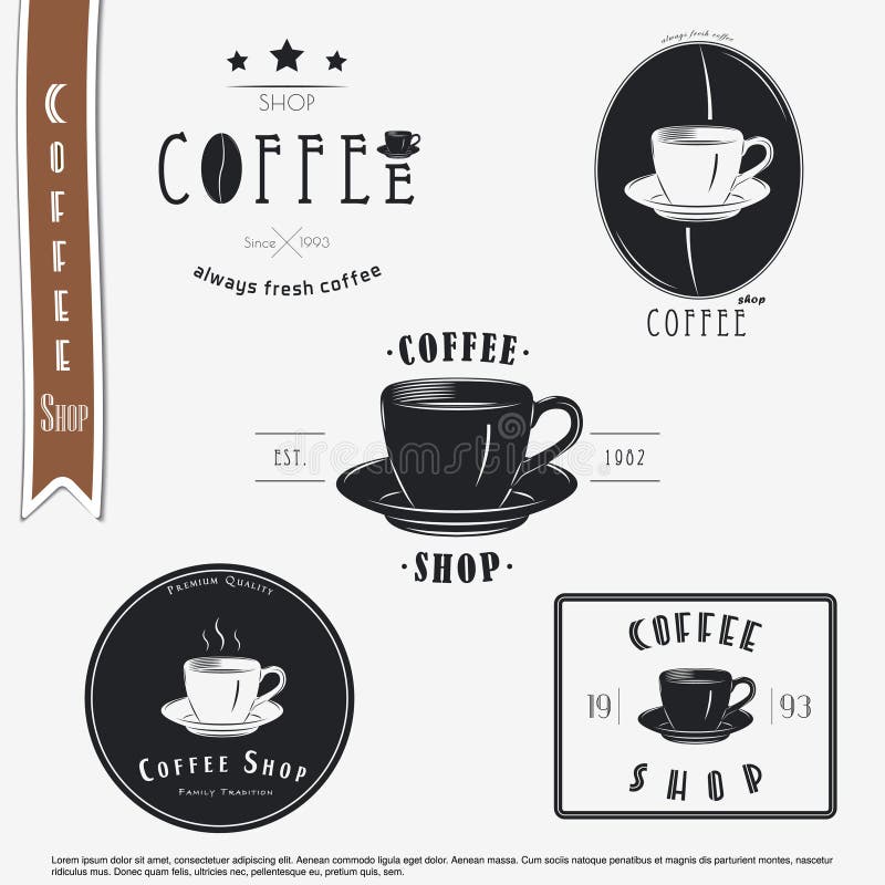 Coffee Shop. the Food and Service. Set of Typographic Labels Stock ...
