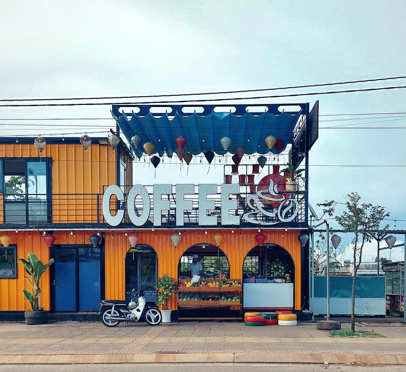 A Coffee Shop Front Facade in Yellow Color Editorial Stock Image ...