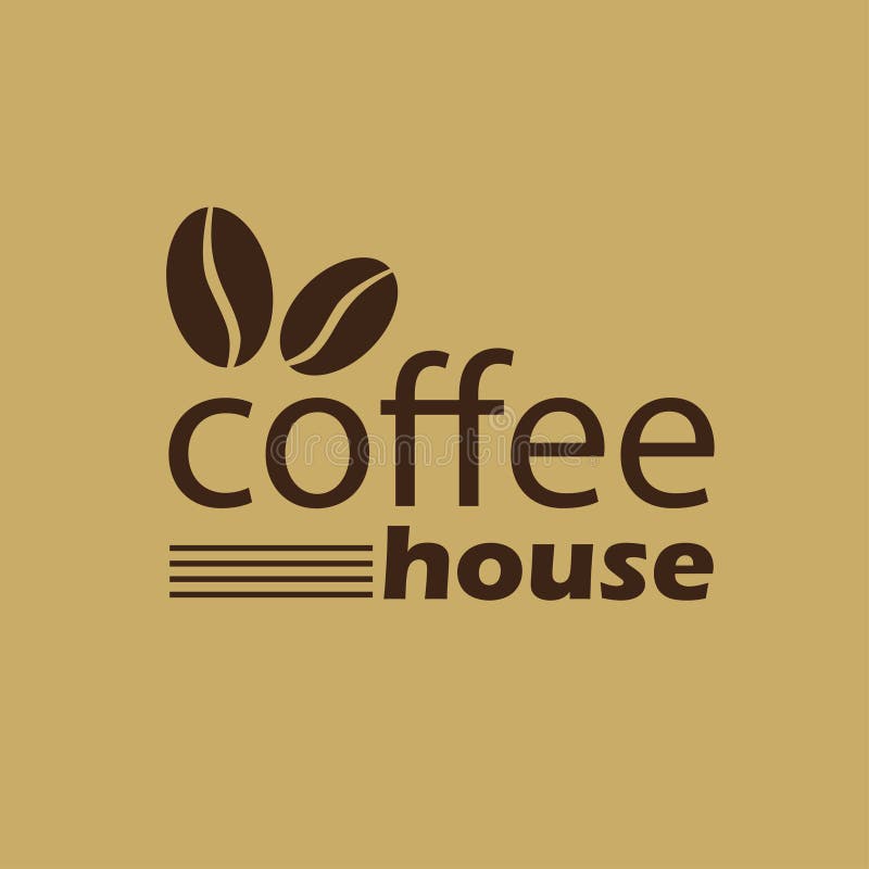 Coffee Shop House, Emblem or Label in Brown with Coffee Beans. Vector ...