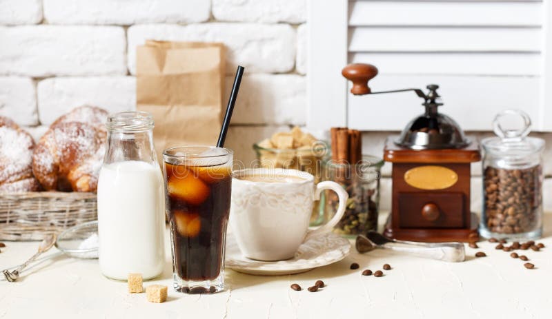Coffee at the coffee shop stock image. Image of glass - 143504075