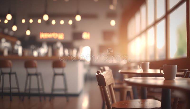 Coffee Shop Interior with Bar Counter. Blurred Background Stock ...