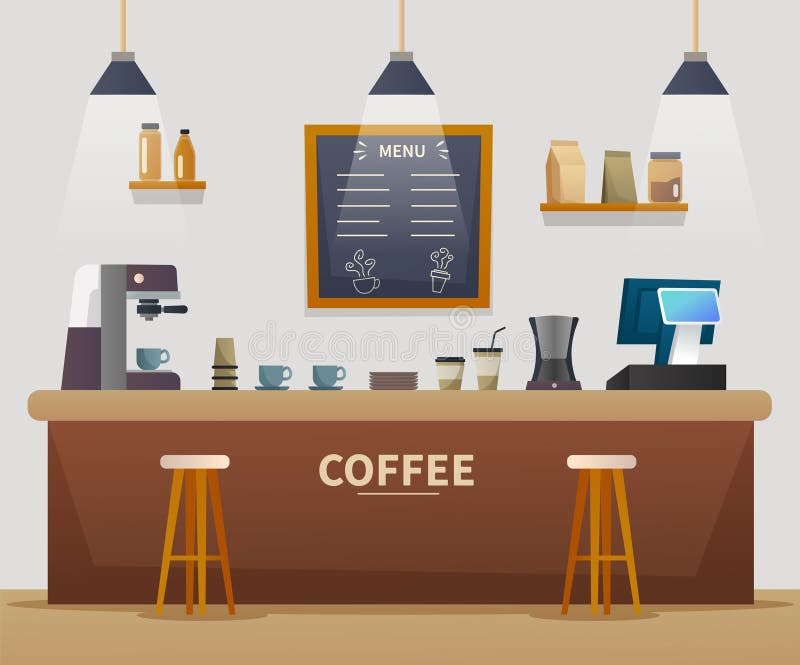 Coffee Shop Interior Illustration Stock Vector - Illustration of food ...