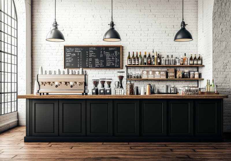 Coffee Shop Interior with Counter Bar or Cafe Interior Stock Photo ...