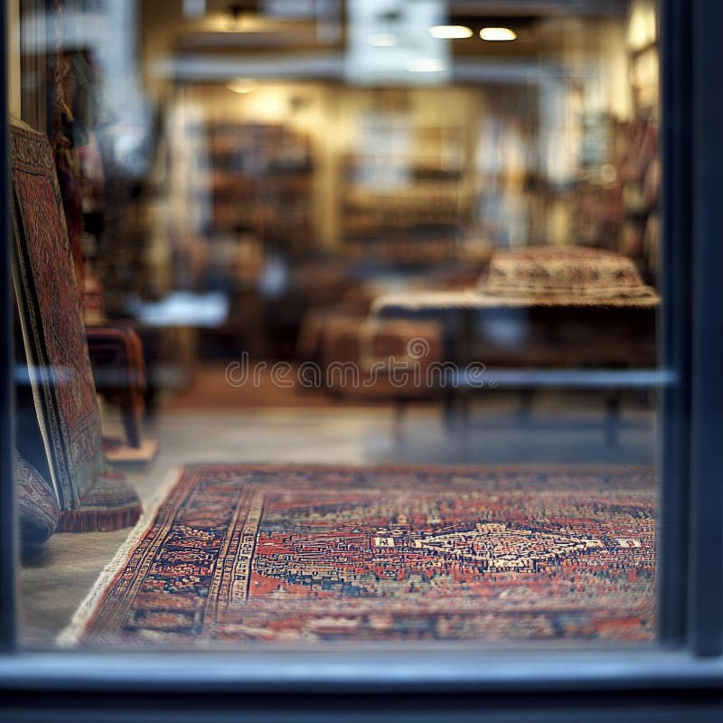 Coffee Shop Interior Decorated with Carpet and Table Stock Illustration ...