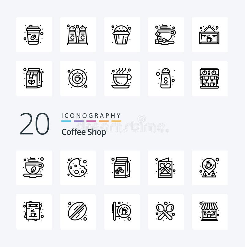 20 Coffee Shop Line Icon Pack. Like Cup. Shop. Coffee Box. Menu Stock ...