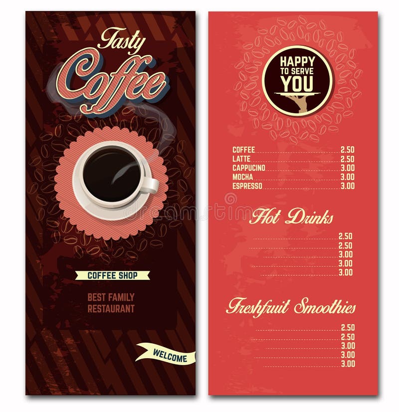 Coffee Shop Menu Design Template. Stock Vector - Illustration of label ...