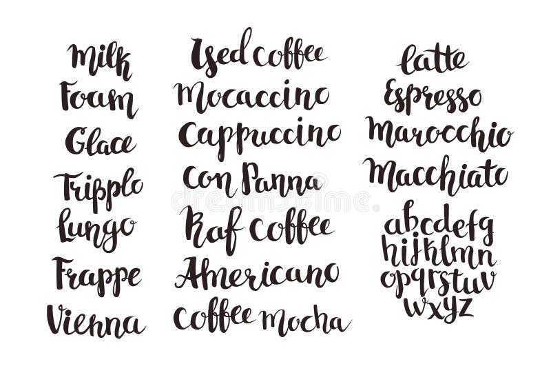 Coffee shop menu. stock vector. Illustration of lettering - 96417156