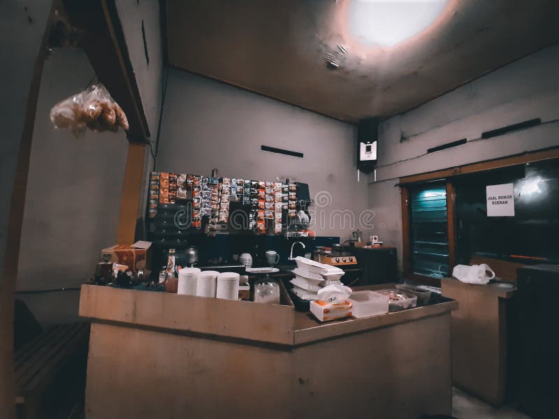 Coffee shop at night stock image. Image of home, night - 250866637