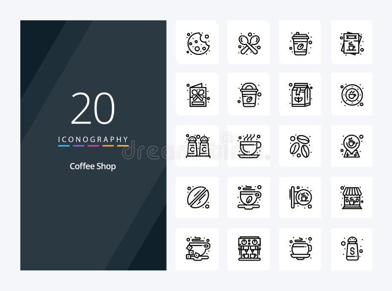 20 Coffee Shop Outline Icon for Presentation Stock Vector ...