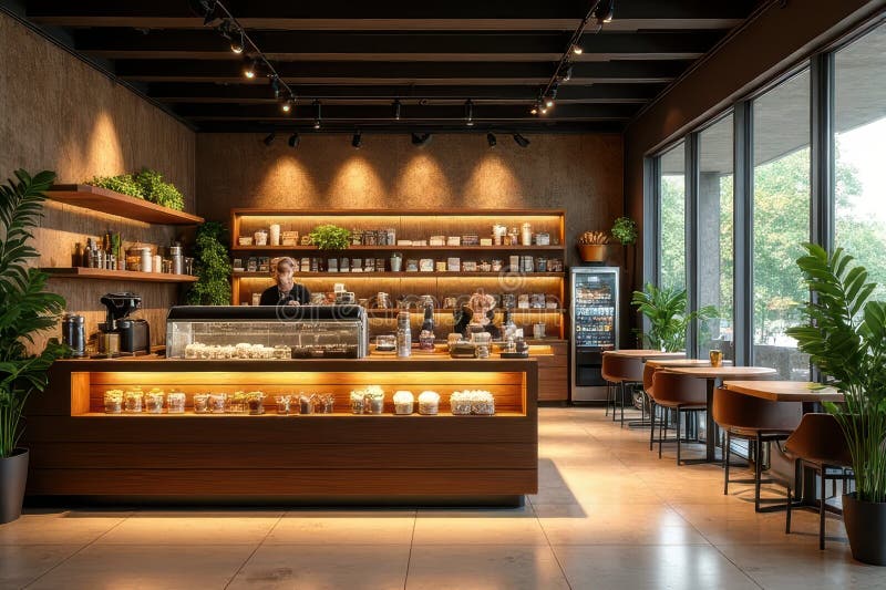 Innovative Coffee Shops of Tomorrow Stock Illustration - Illustration ...