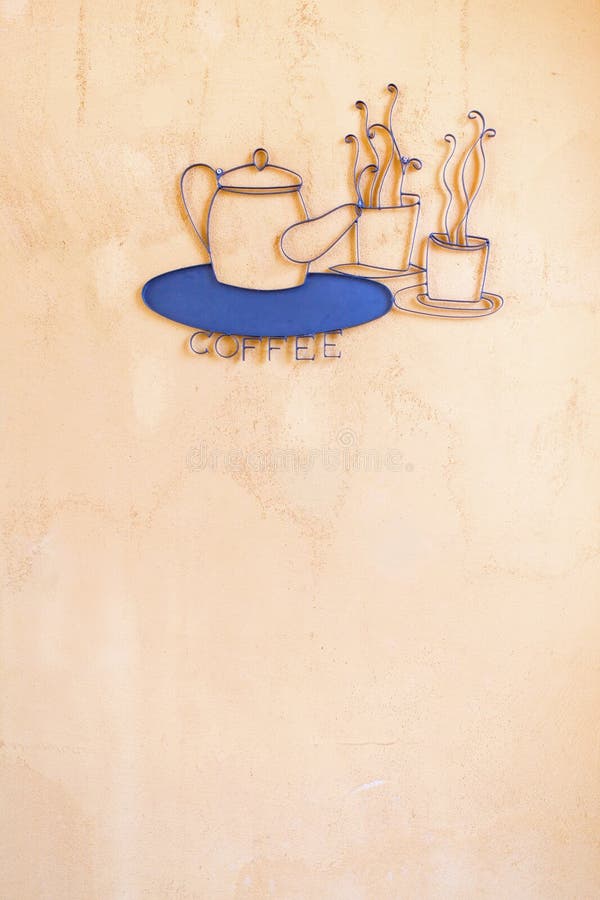 Coffee Shop Sign on a Orange Wall Stock Image - Image of delicious ...
