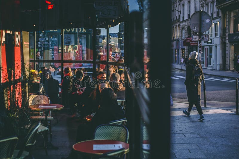 Coffee Shop with Street View in Paris Editorial Photography - Image of ...