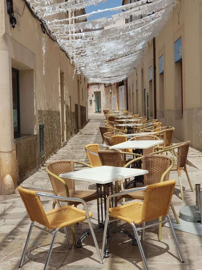 Coffee Shop Terrace on Streets of Spain, Mallorca Stock Image - Image ...