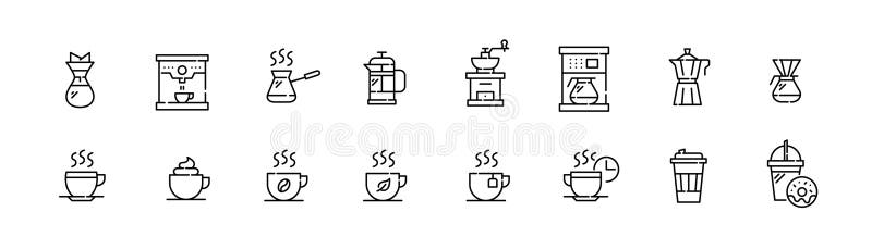 Coffee Shop. Types of Coffee Drinks Coffee Making Technics Stock Vector ...