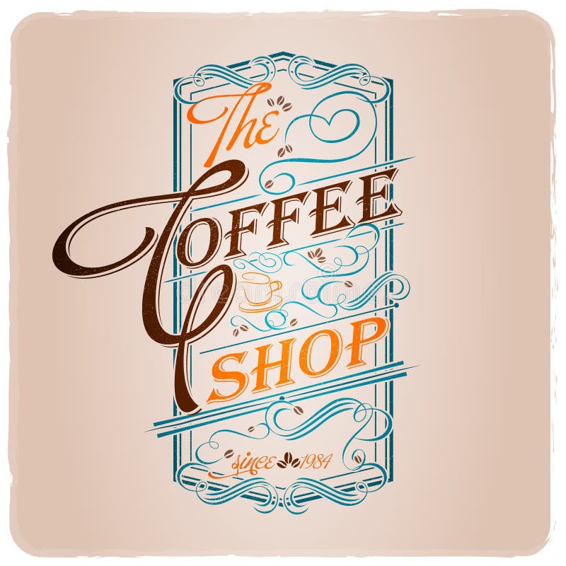 The Coffee Shop Typographic Design Template Stock Vector - Illustration ...