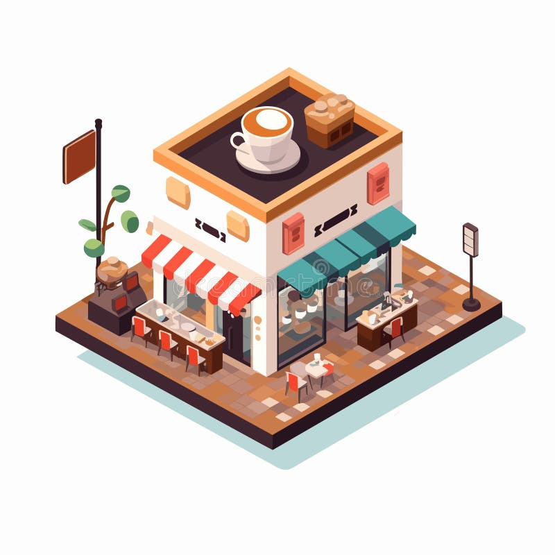Coffee Shop Vector Isometric Isolated Illustration Stock Vector ...