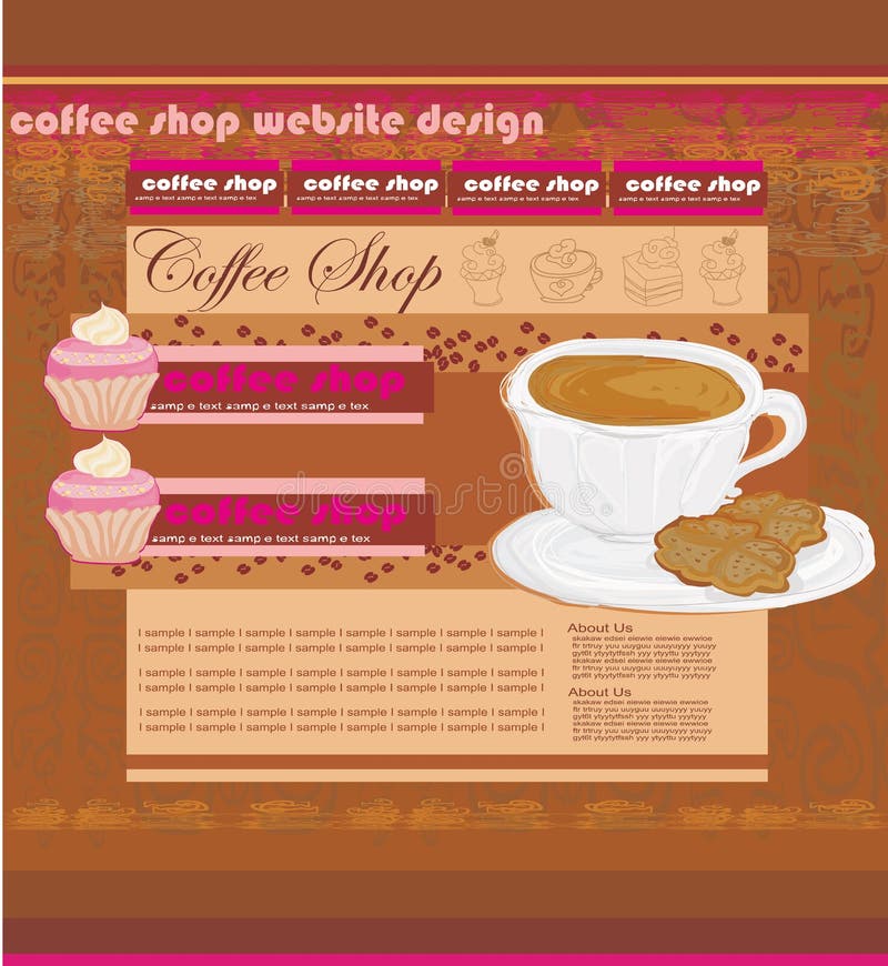 Coffee Shop Website Design stock illustration. Illustration of internet ...
