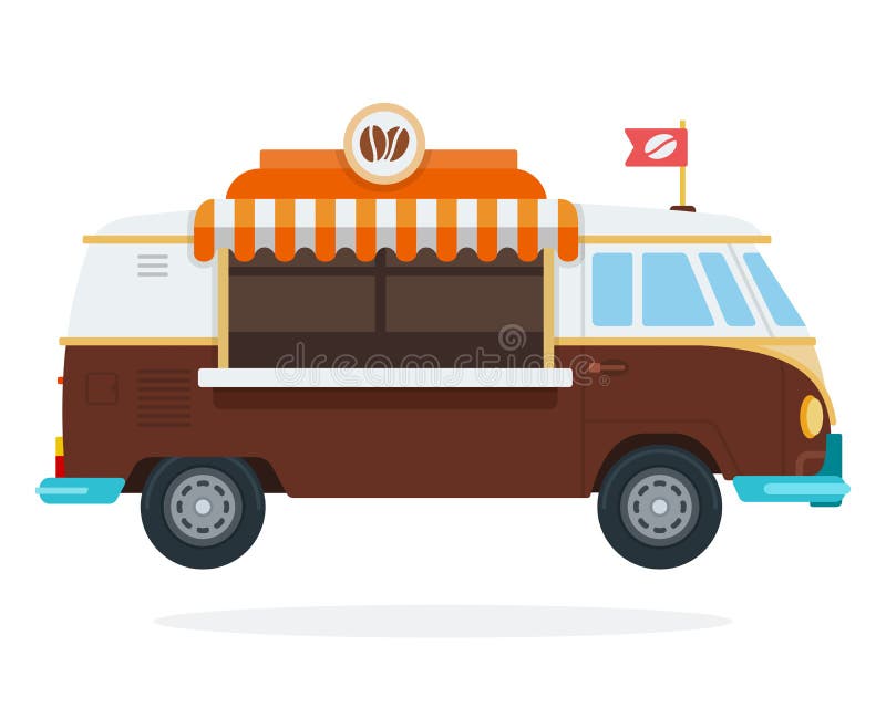 Coffee Shop on Wheels Vector Flat Isolated Stock Vector - Illustration ...